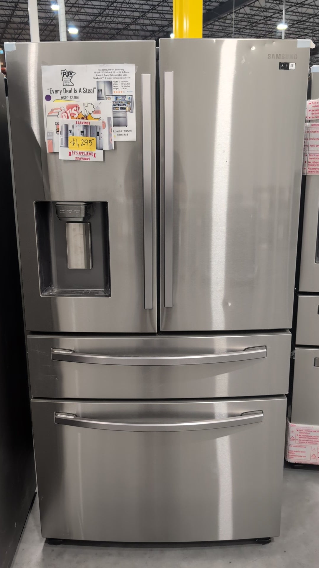 SAMSUNG RF28R7201SR/AA 28 cu. ft. 4-Door French Door Refrigerator with ...